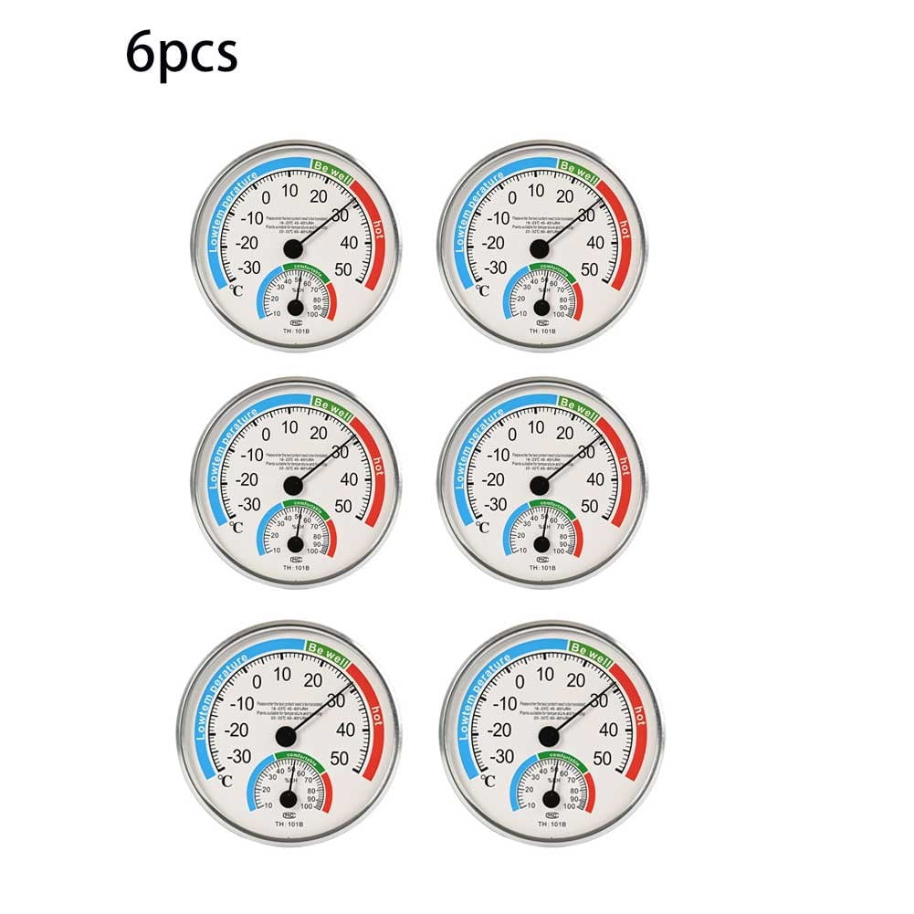 6 Pcs ThermometerHygrometer Thermo Analogue Humidity Stand White ...