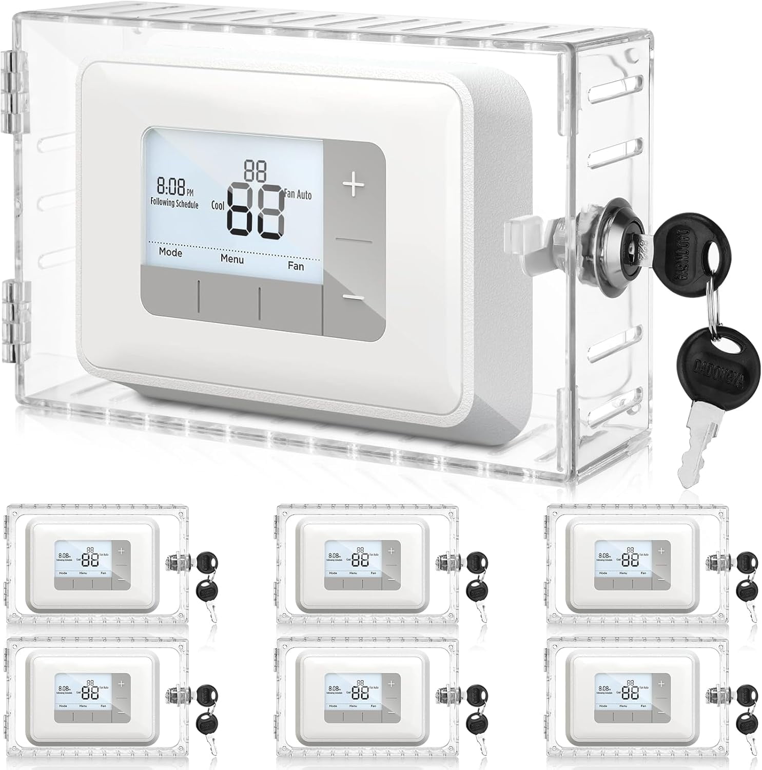 6 Pcs Thermostat Lock Box with Key, Clear Large Thermostat Cover on ...