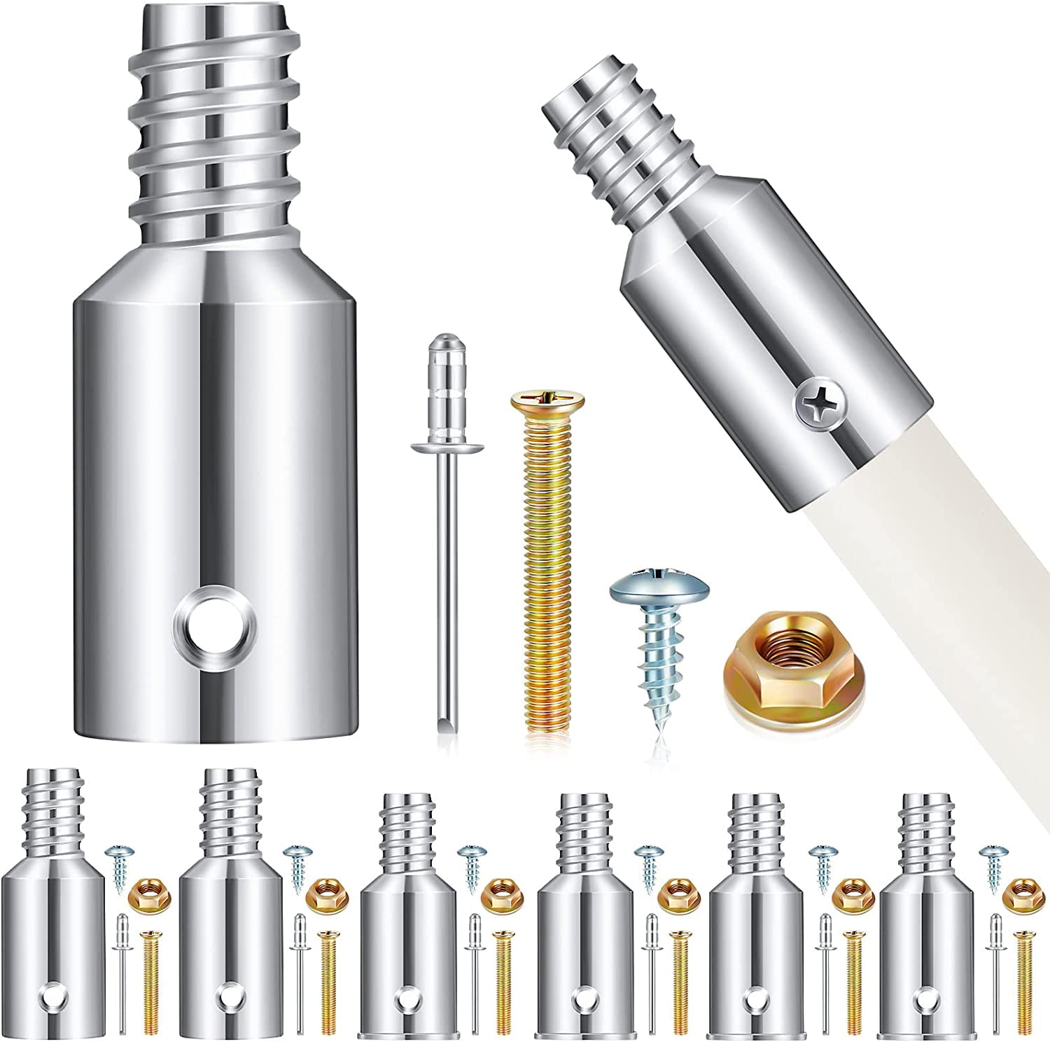 6 Pcs Threaded Tip Replacement, Broom Handle End, Pole Extension ...