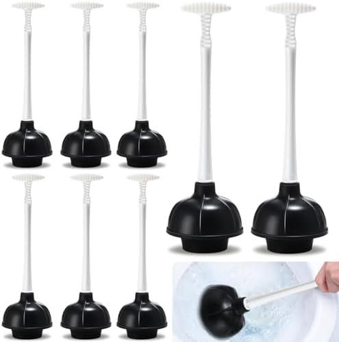 6 Pcs Toilet Plunger Bulk Heavy Duty Plunger for Bathroom Double Thrust ...