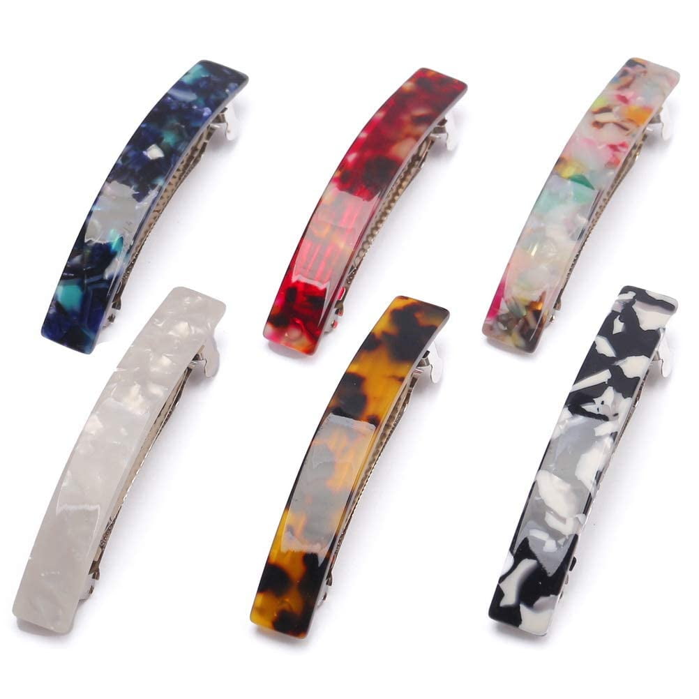 Totowood 6 Pcs Tortoise Shell Hair Barrettes, Acrylic and Metal Clips ...