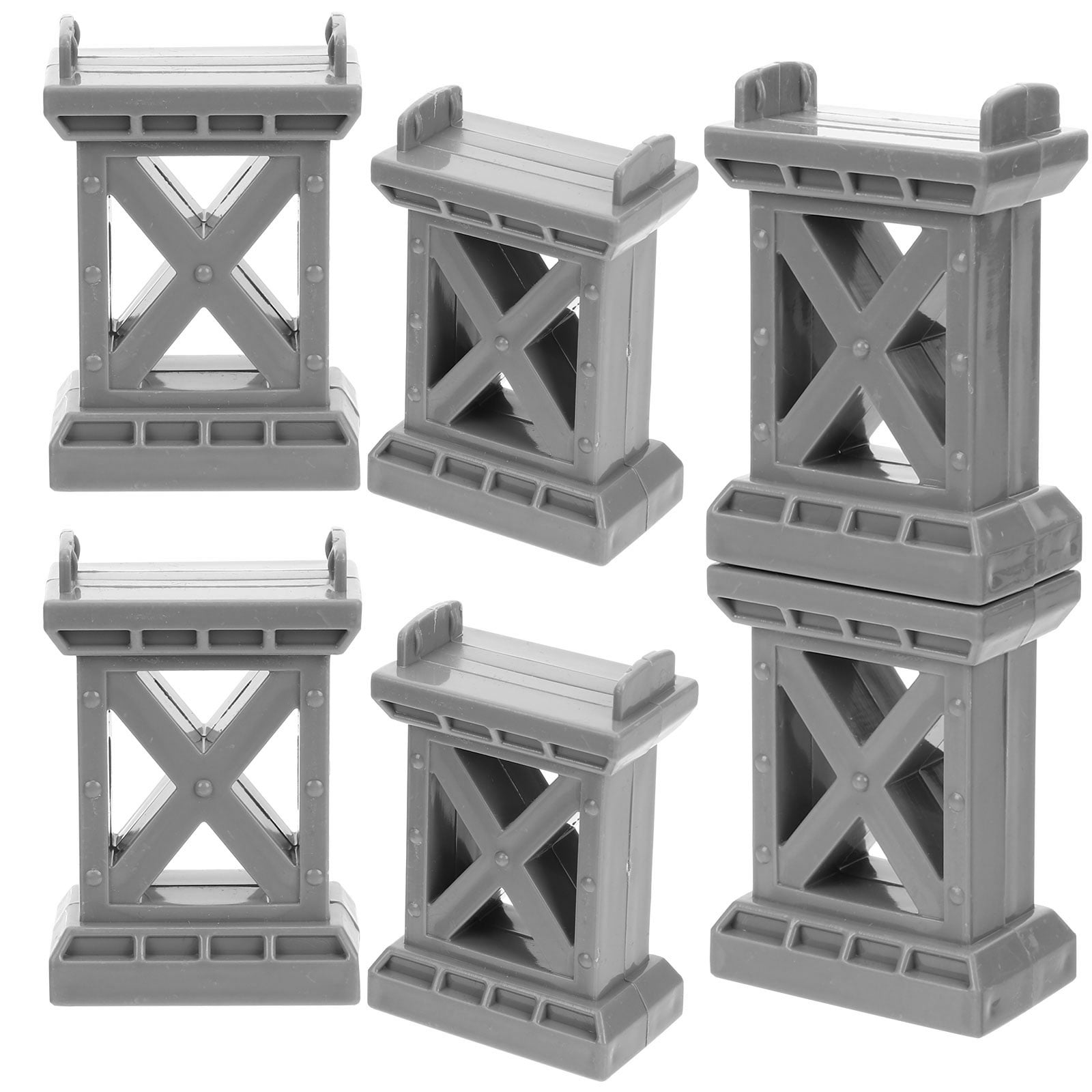 6 Pcs Train Pier Building Blocks Train Track Support Risers Wood Train ...