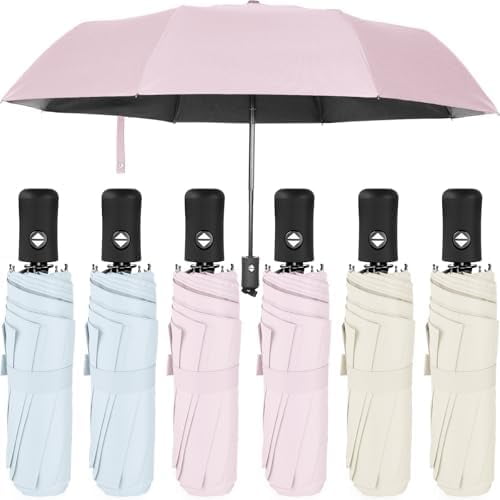 6 Pcs Travel Compact Umbrella Automatic Open Close Windproof Small ...