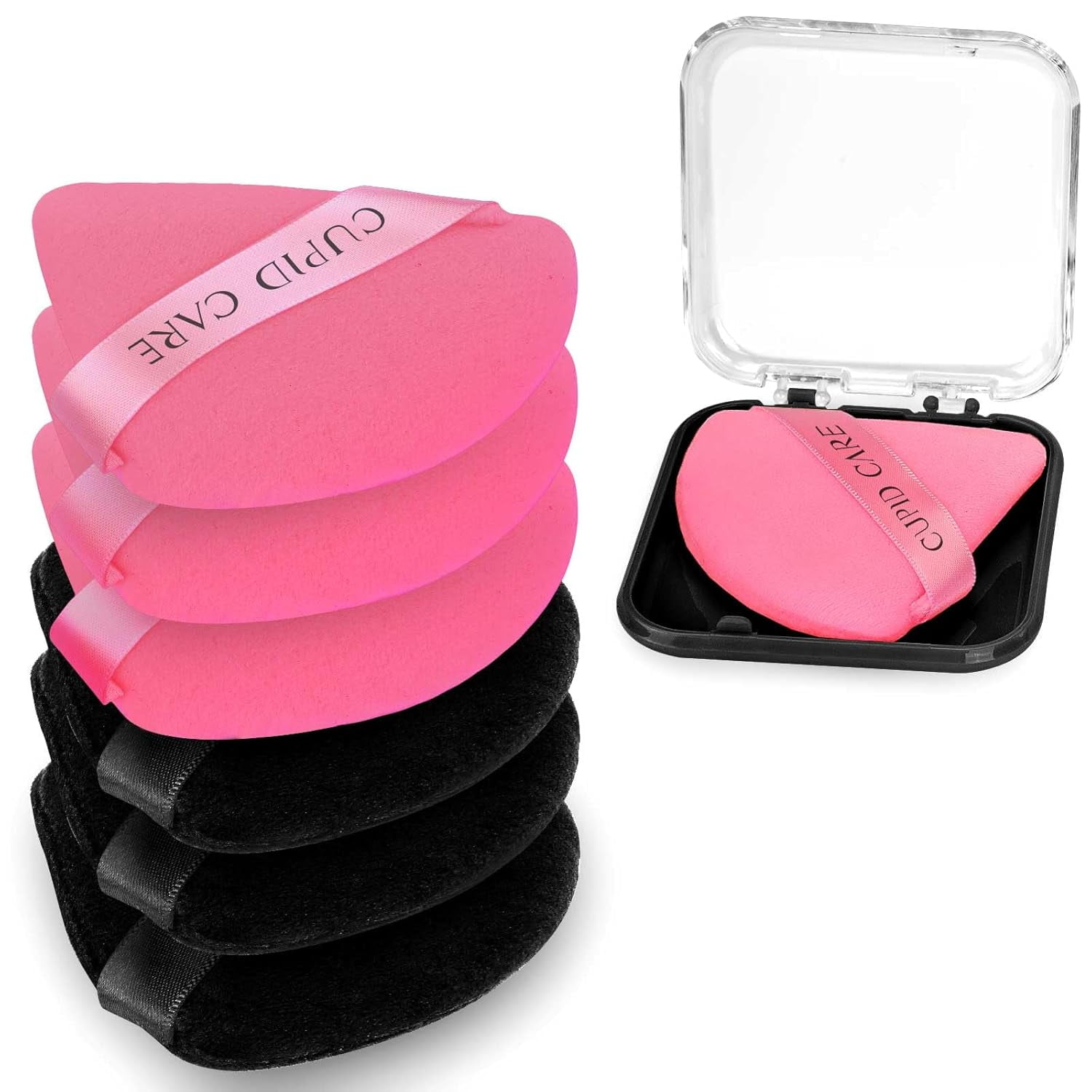 6 Pcs Triangle Powder Puff with 2 Travel Cases, Setting Powder Puffs ...