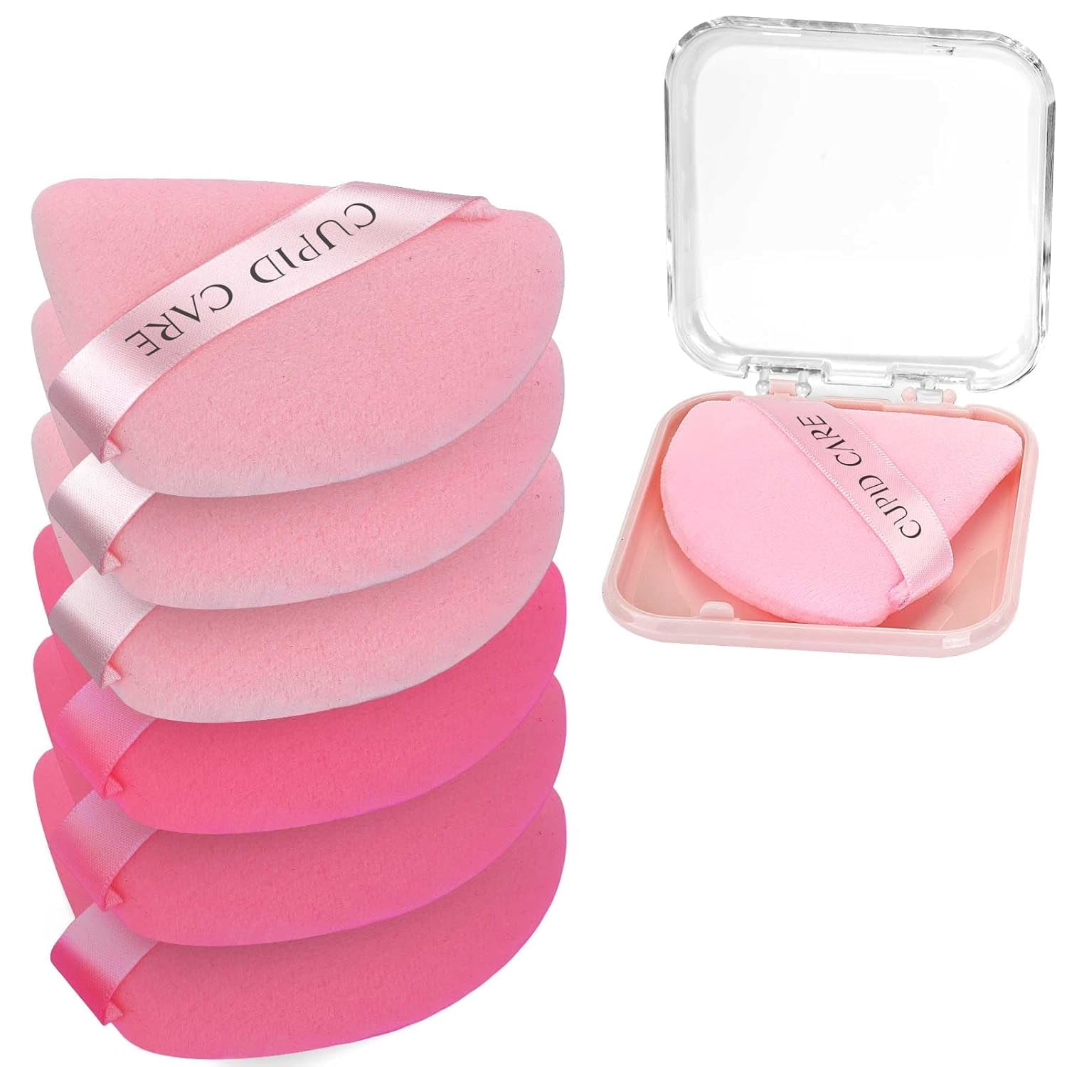 6 Pcs Triangle Powder Puff with 2 Travel Cases, Setting Powder Puffs ...