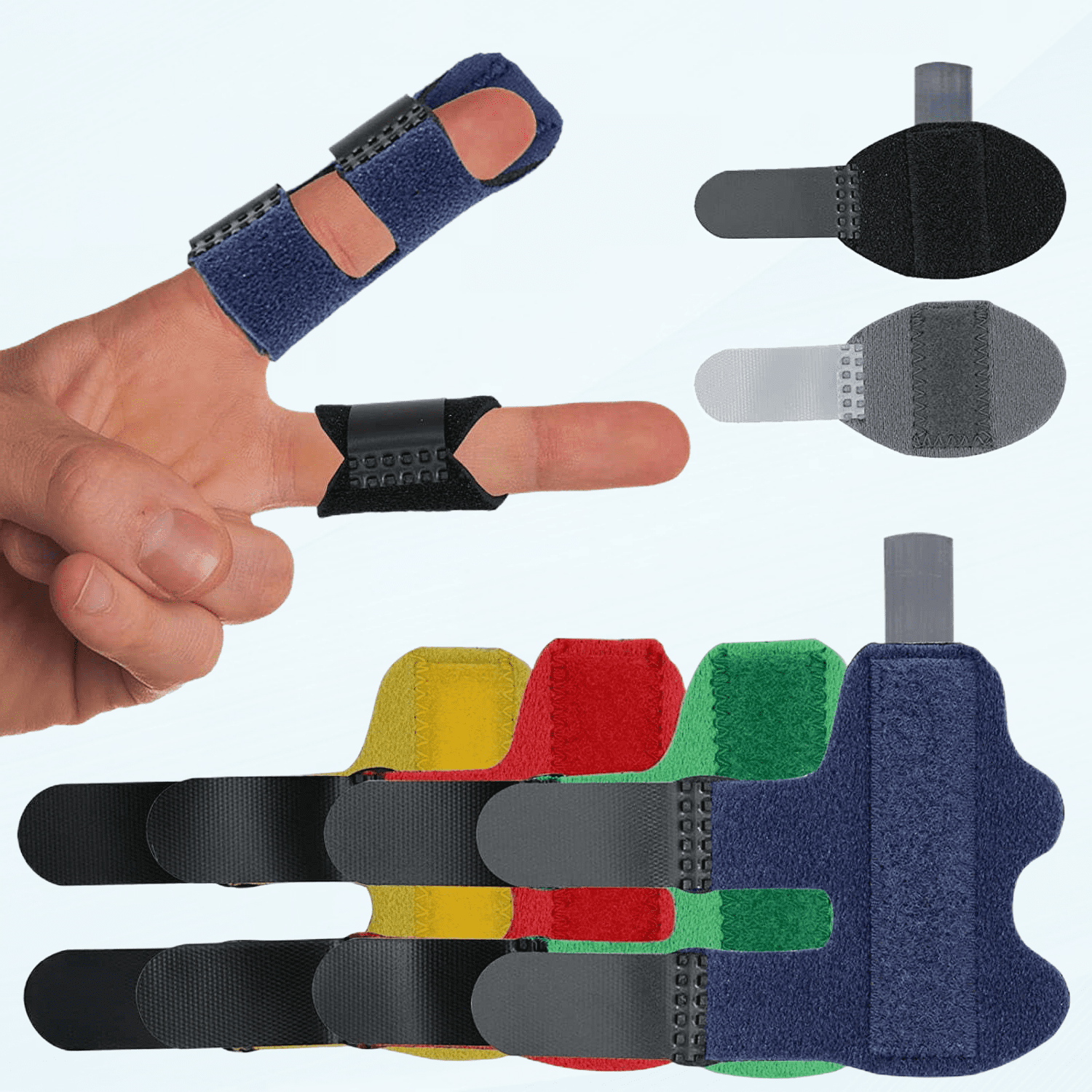 6 Pcs Trigger Finger Splints: 4 Double Straps & 2 Single Straps Finger ...