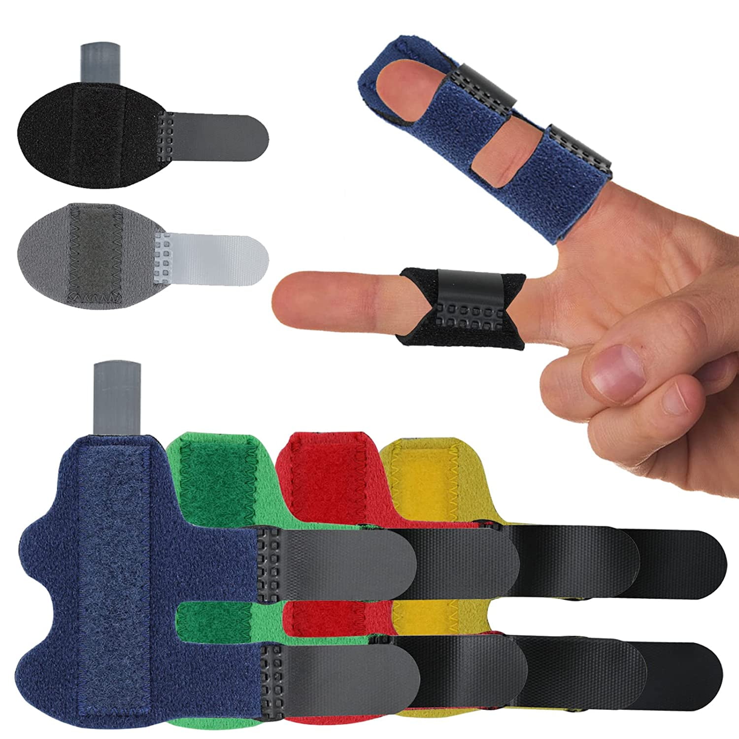 6 Pcs Trigger Finger Splints: 4 Double Straps & 2 Single Straps Finger ...