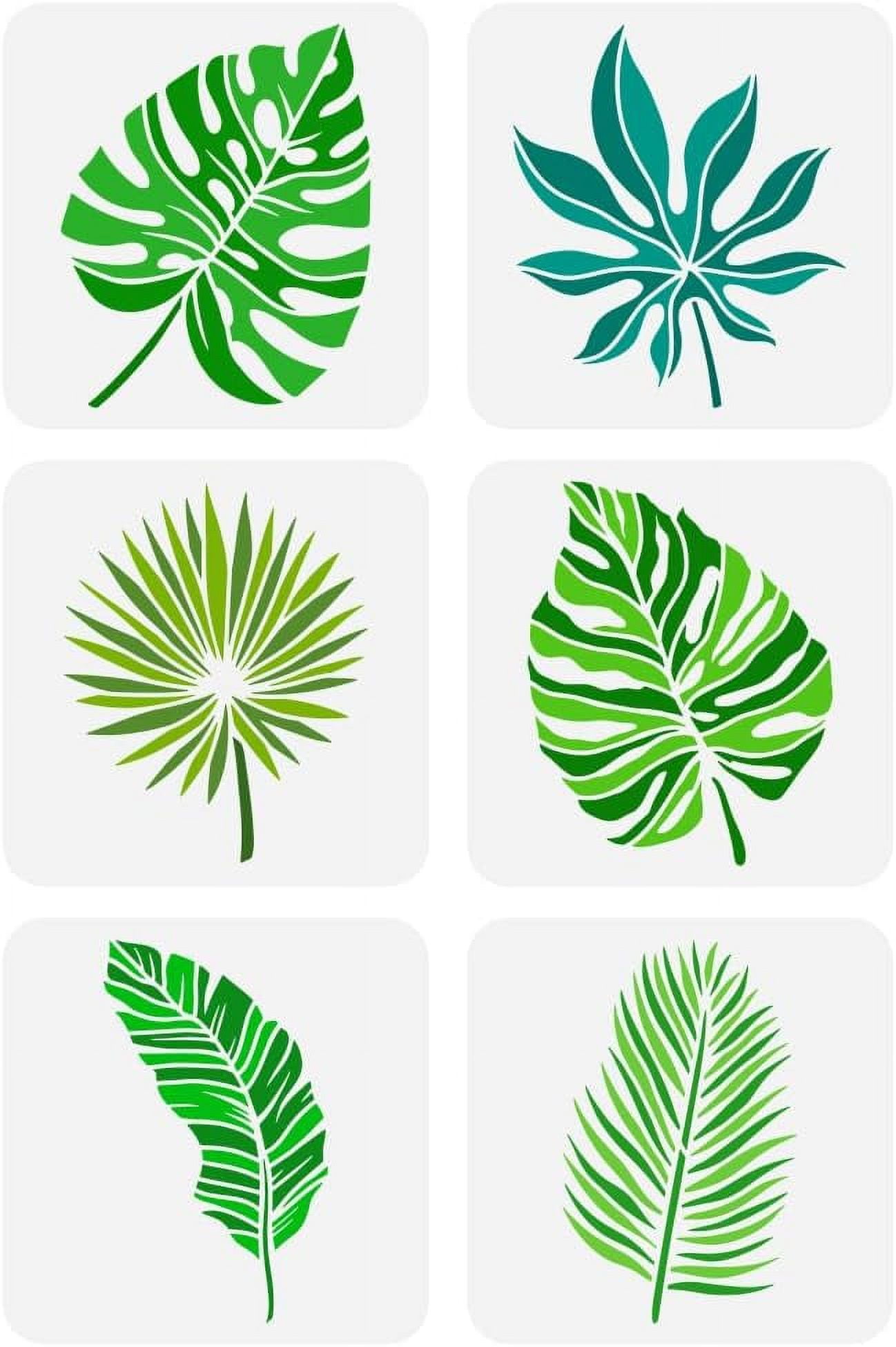 6 Pcs Tropical Leaves Painting Stencil 7.9x7.9 Monstera Ceriman Rubber ...
