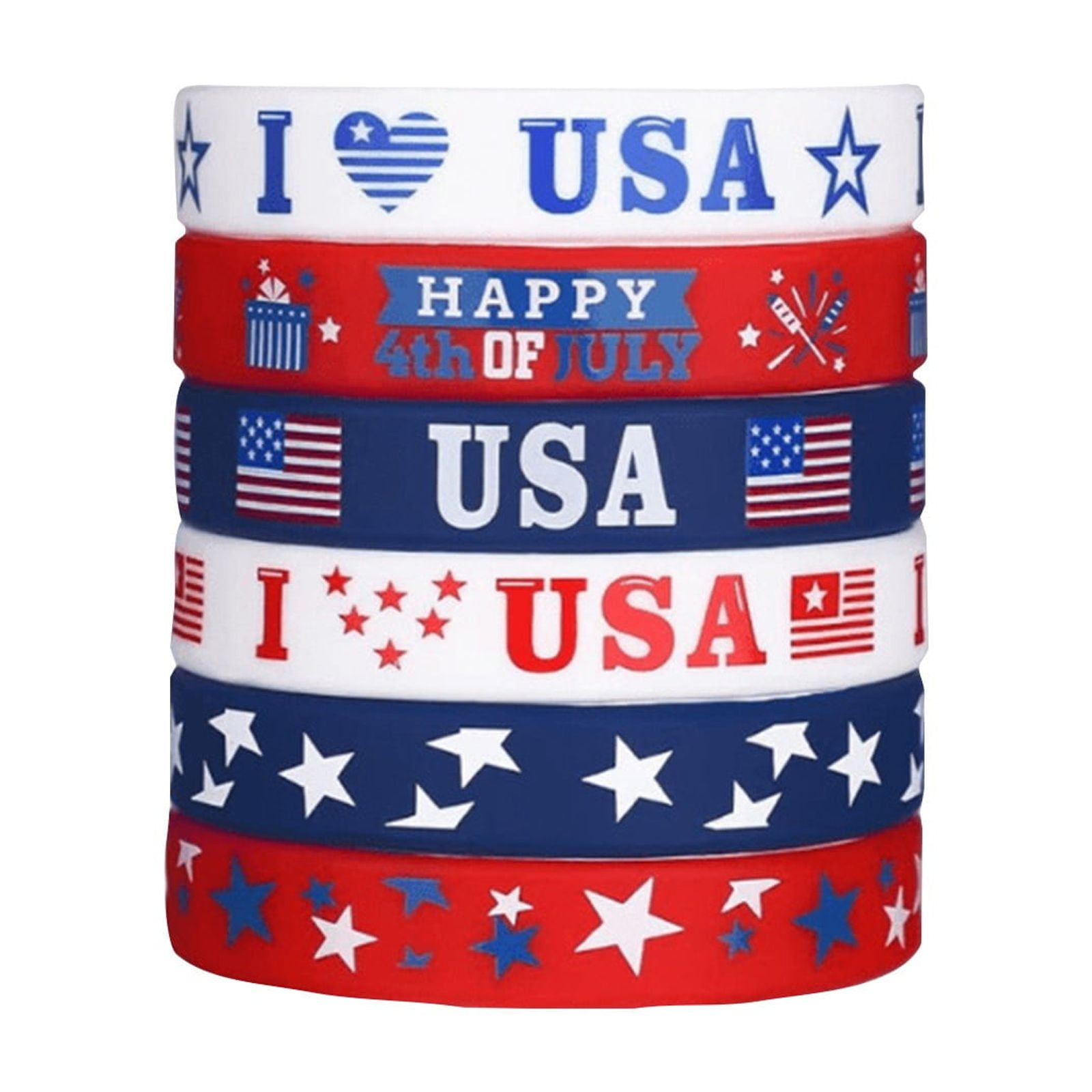 6 Pcs US 250 Patriotic Bracelets — 4th of July Decorations ...
