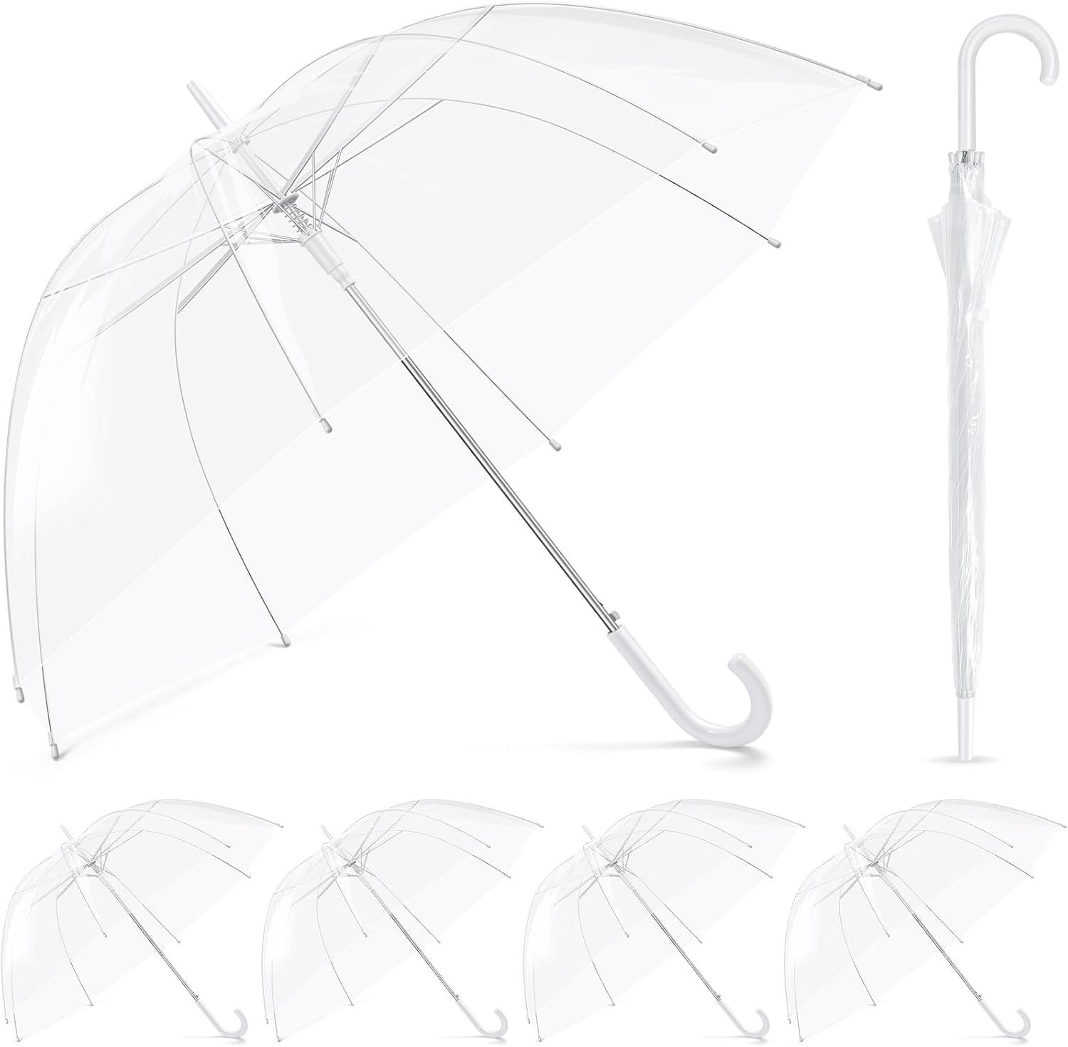 6 Pcs Umbrella Wedding Style Stick Umbrellas Large Windproof Bubble ...