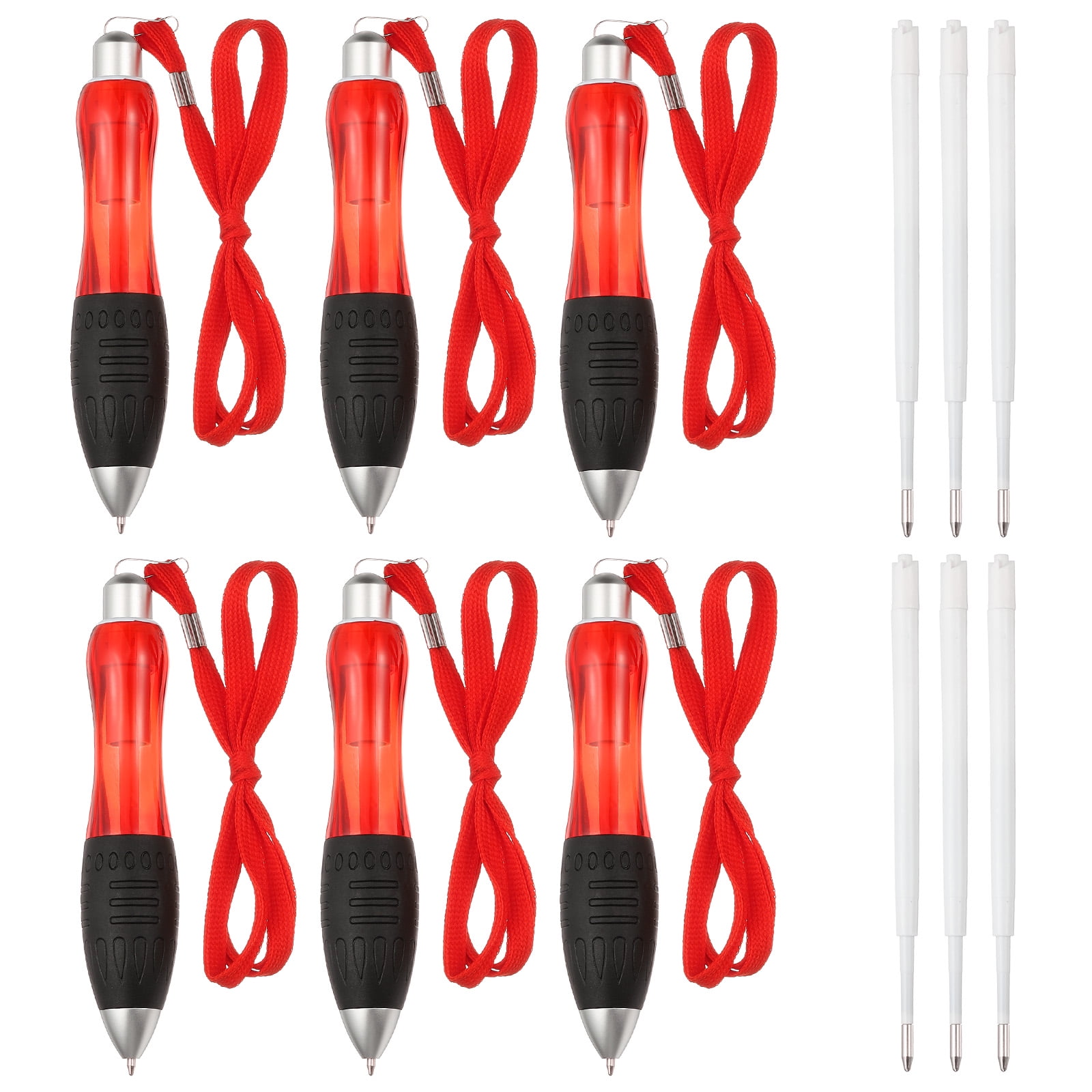 6 Pcs Uxcell Big Fat Pens, Red Heavy Weighted Ballpoint Pen Retractable ...