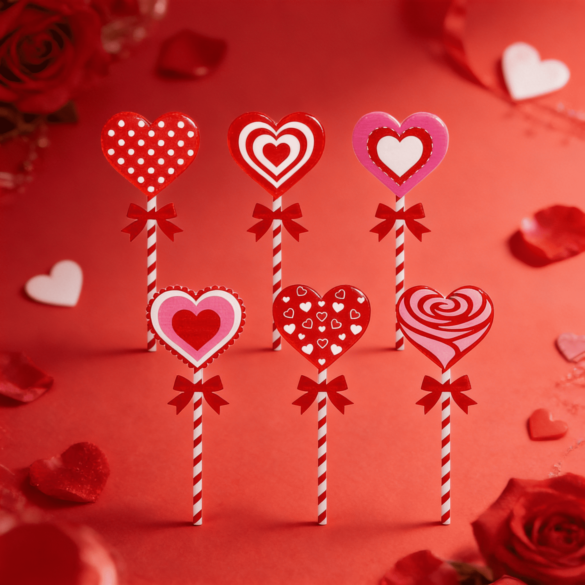 6 Pcs Valentines Yard Signs Heart Garden Stakes 14" Large Planter Wood ...