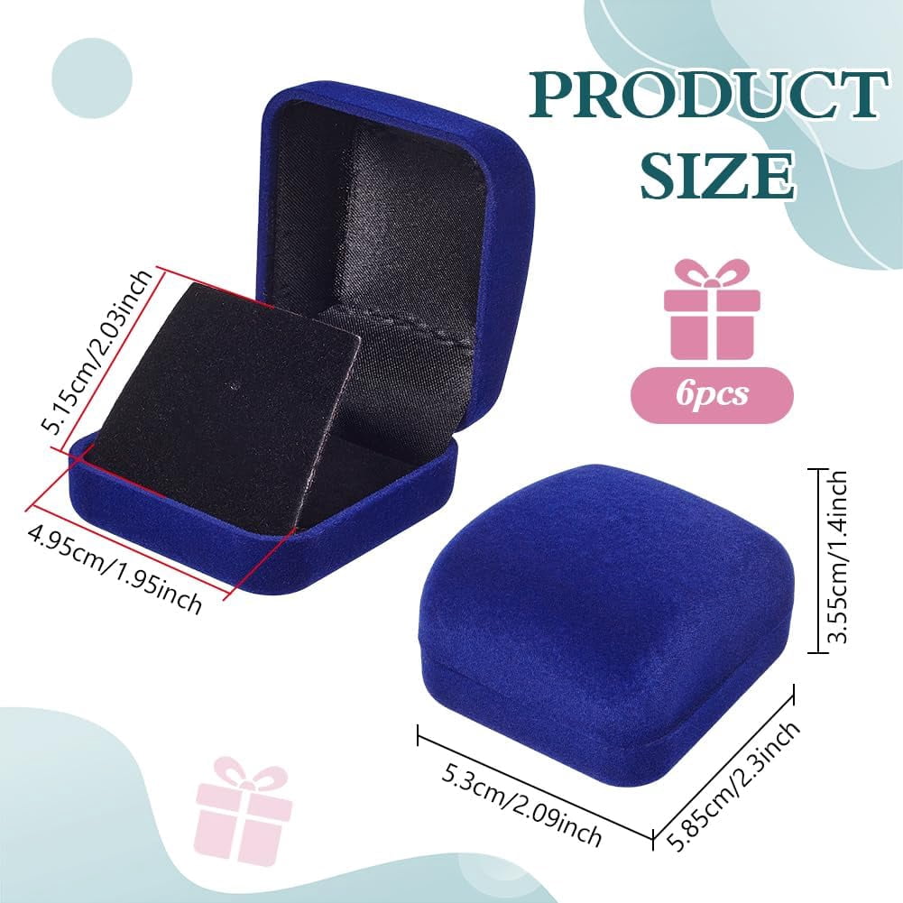 6 Pcs Velvet Badge Display Box Prussian Blue Pin Display Case Lapel Pin ...