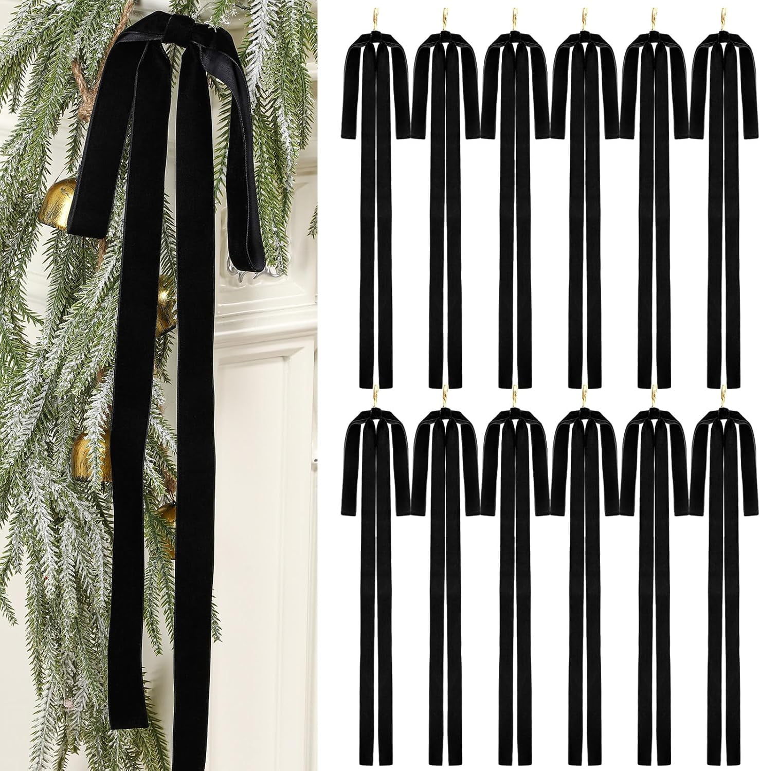 6 Pcs Velvet Christmas Swag Bow 23.5x15.5 Inch Rustic Large Velvet ...