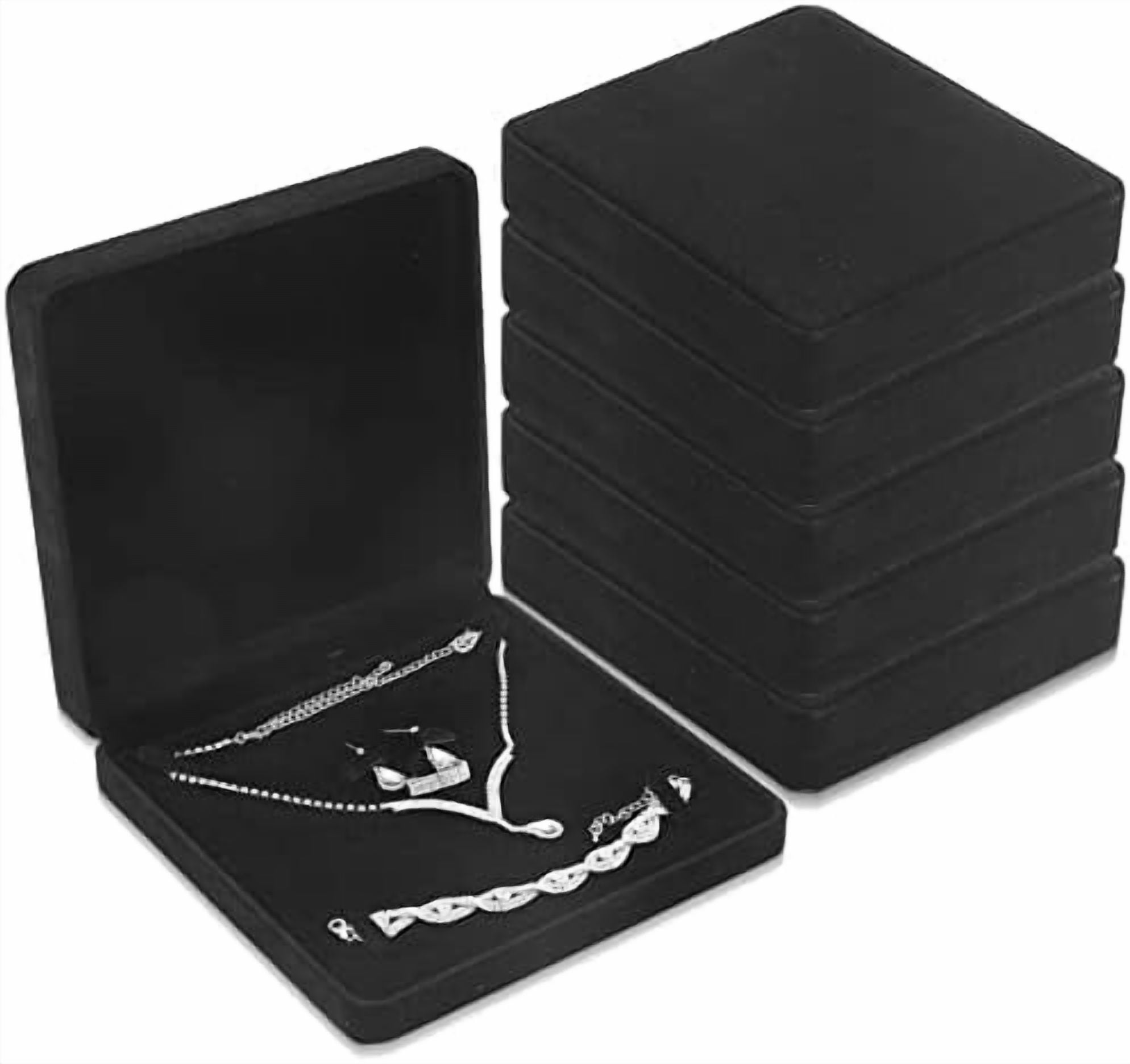 6 Pcs Velvet Jewelry Set Box Jewelry Display Case Earring Ring Bracelet ...