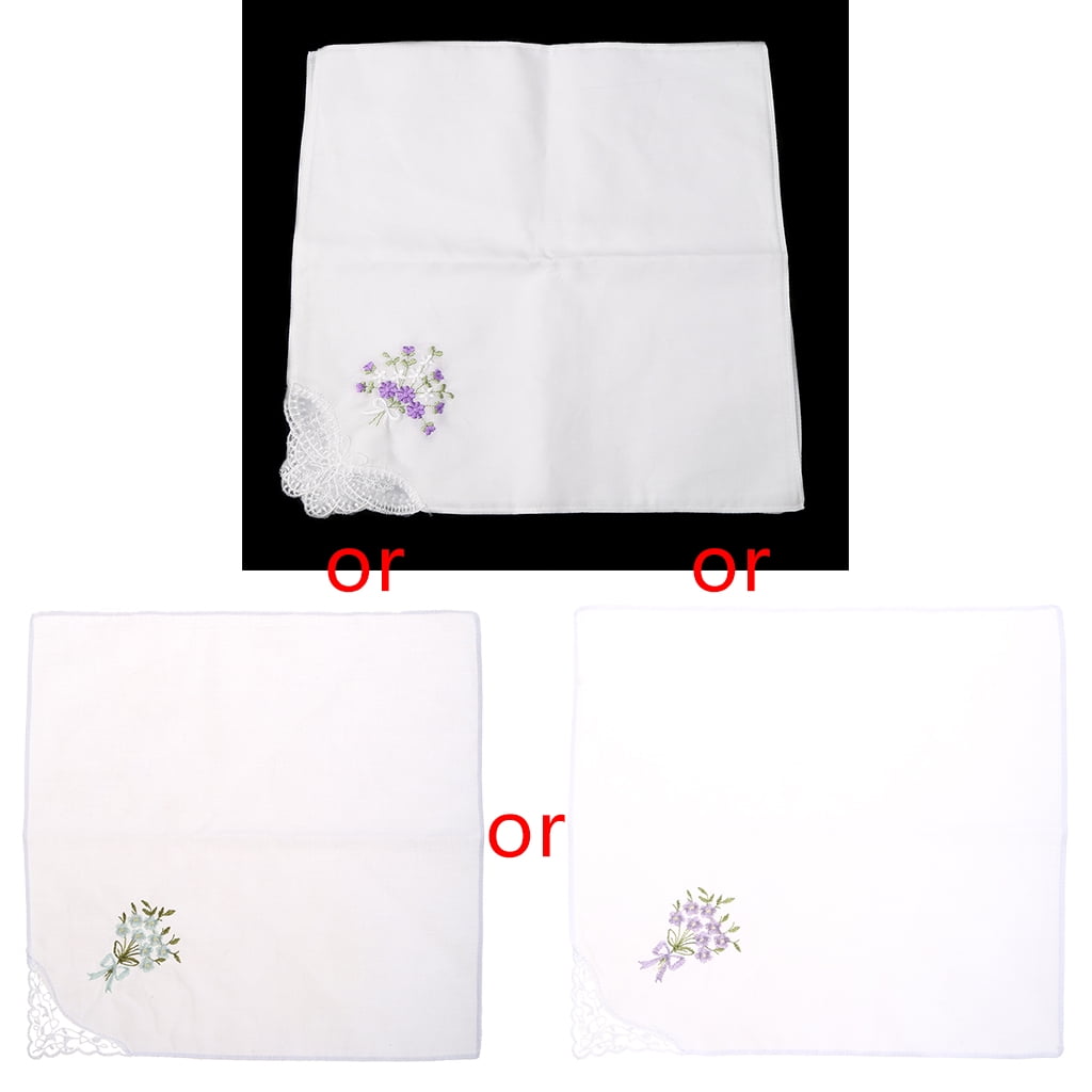 6 Pcs Vintage Cotton Ladies Embroidered Lace Handkerchief Women Floral ...