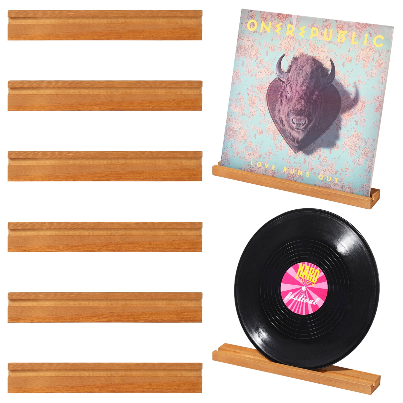 6 Pcs Vinyl Record Holders, Wall-Mounted Record Display Shelves ...