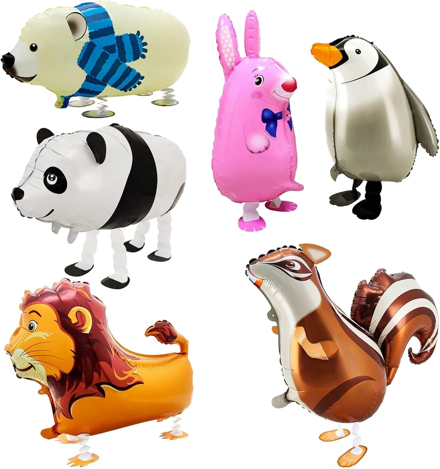 6 Pcs Walking Animal Balloons Cute Walking Panda Polar Bear Lion ...