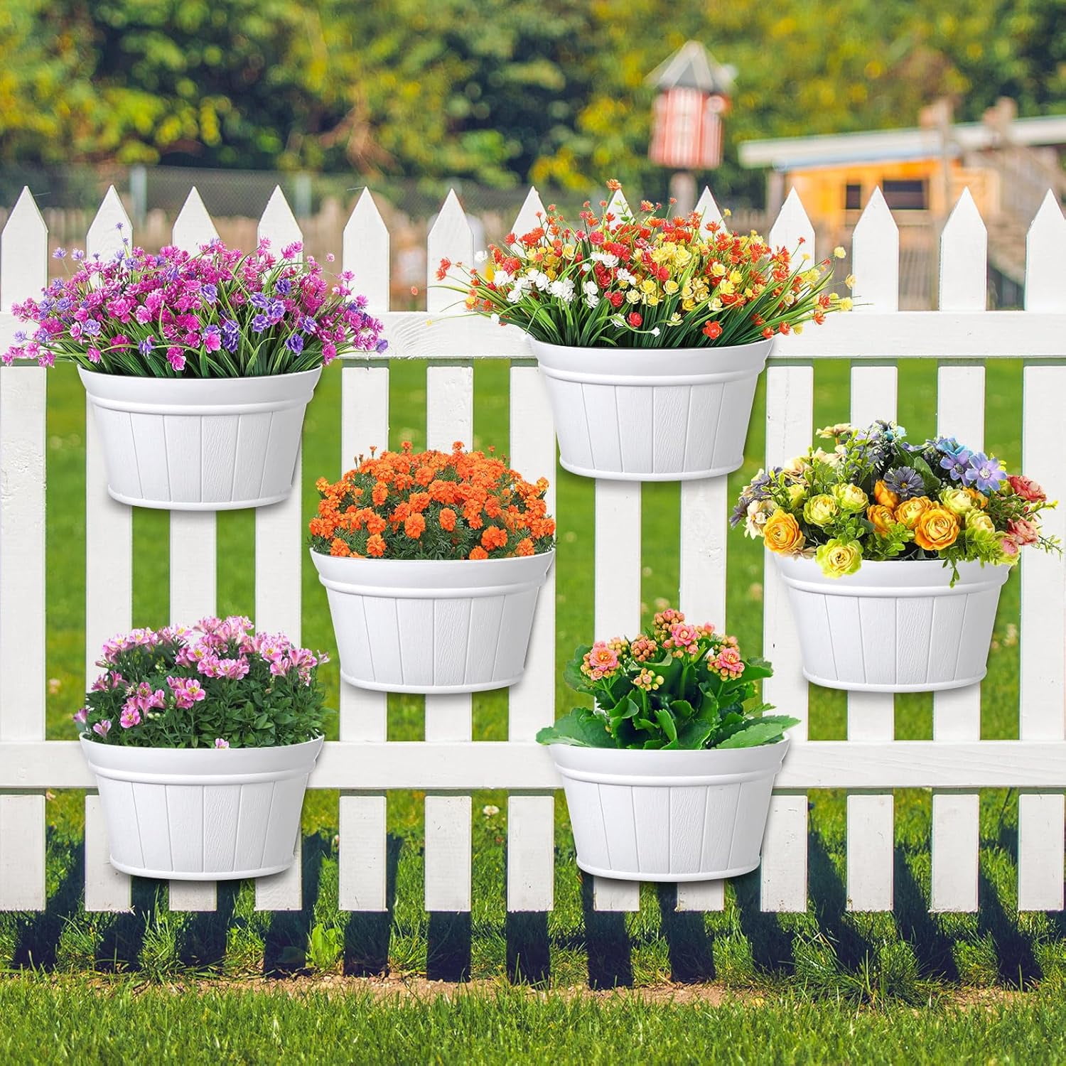 6 Pcs Wall Hanging Planters Outdoor Pot Planter Wine Barrel Planter ...