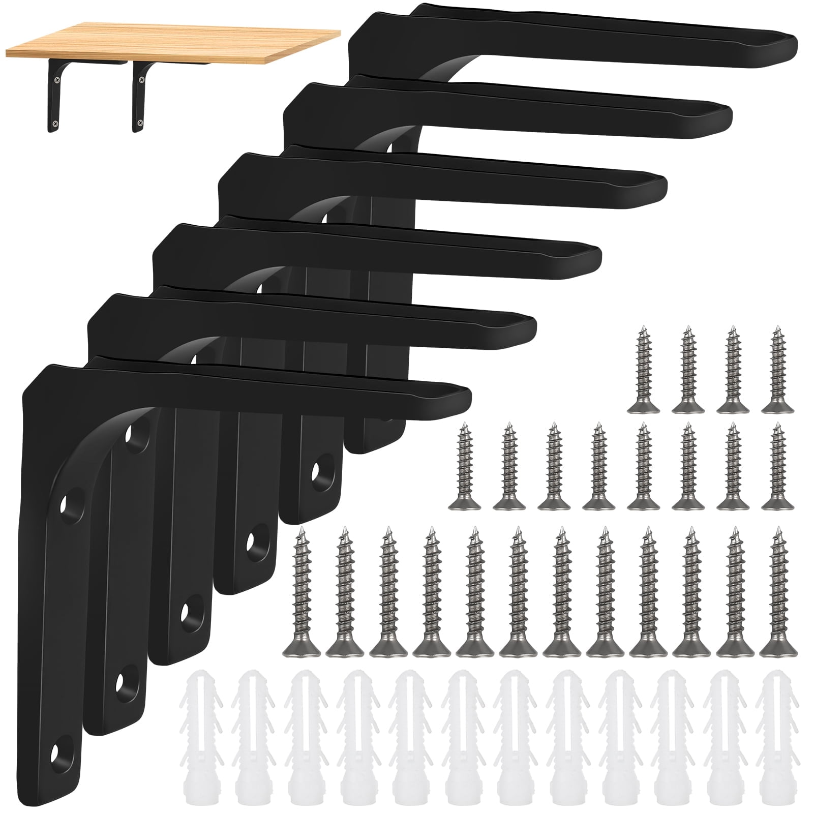 6 Pcs Wall Shelf Bracket,L Bracket for Shelf,4 x 4 inch Heavy Duty ...
