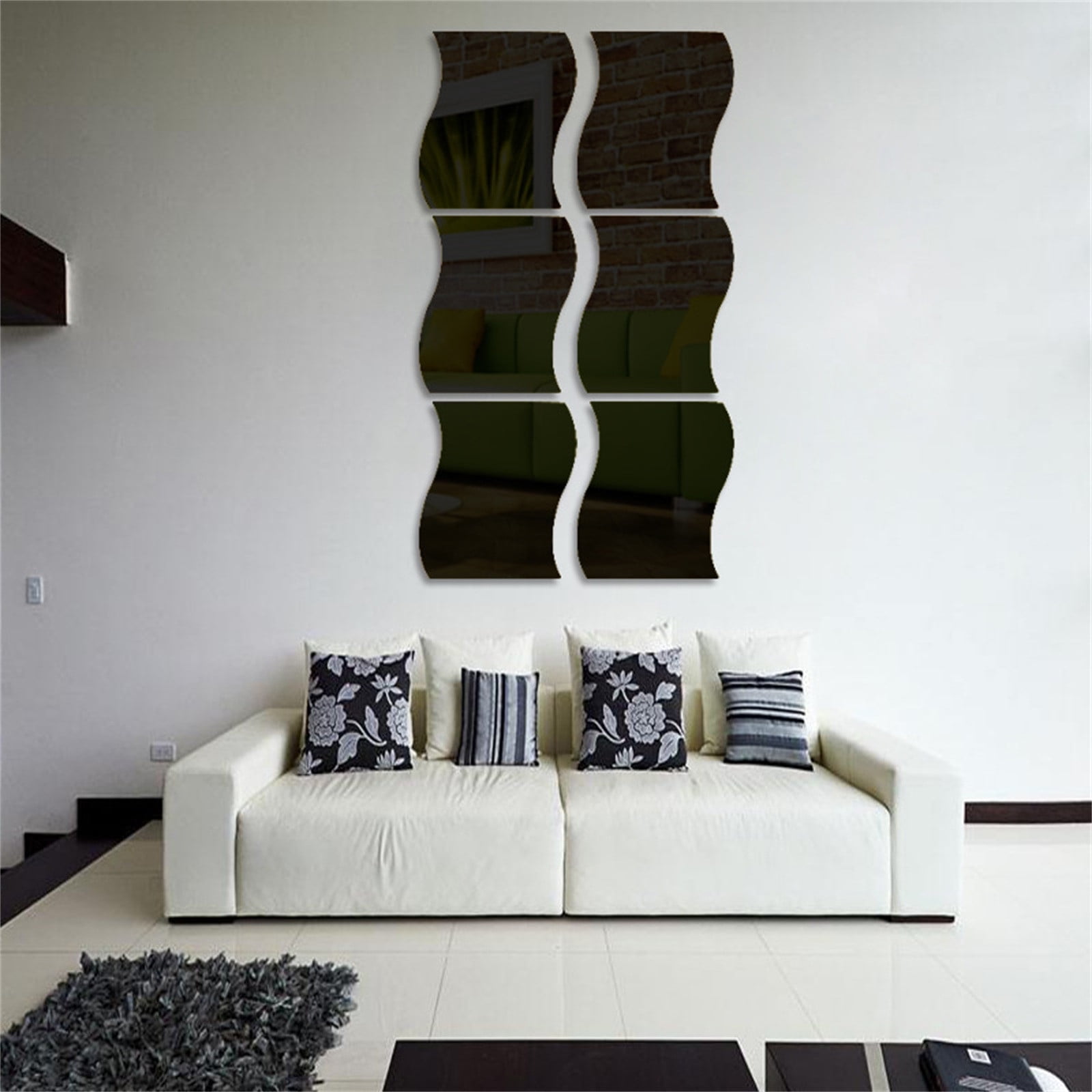 6 Pcs Wavy Mirror Wall Stickers Full Length 3D Mirror Home Decor ...