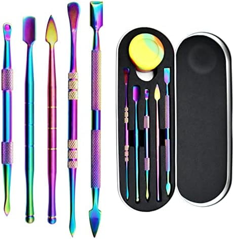 6 Pcs Wax Carving Tool Set with 5 ml Silicone Container and Portable Metal Case, Double-Ended ...