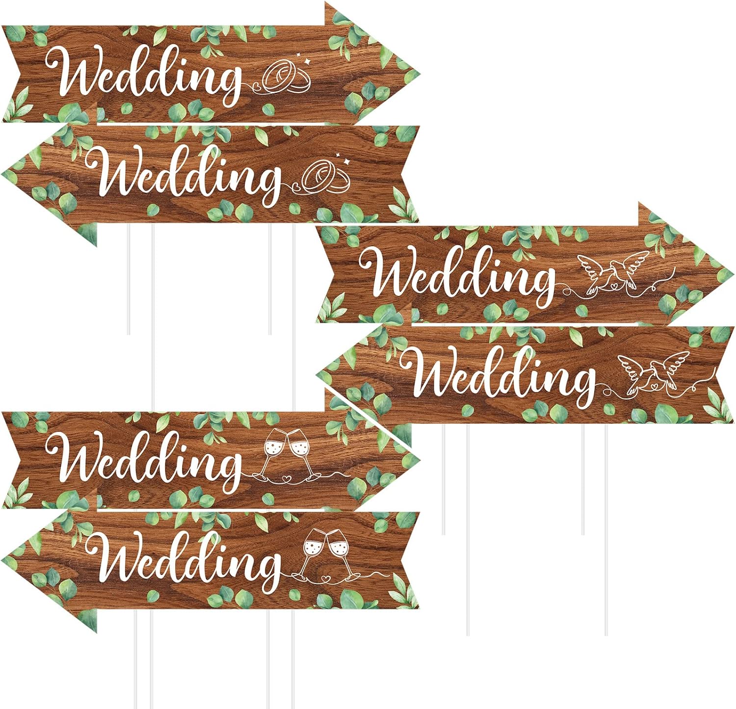 6 Pcs Wedding Direction Sign for Road Ceremony and Reception Double ...