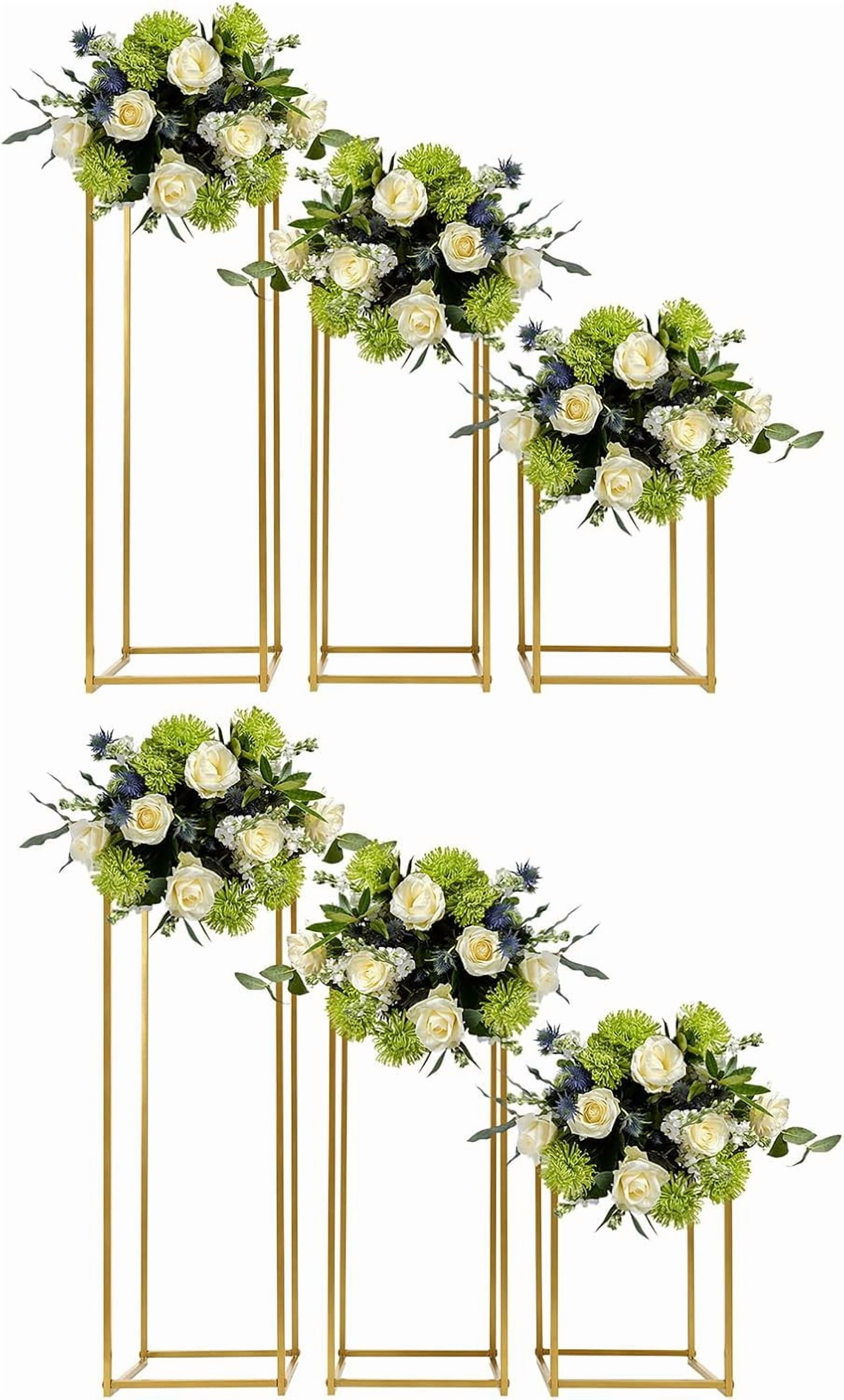 6 Pcs Wedding Flower Stands， Square Gold Metal Cylinder Stands，Gold ...