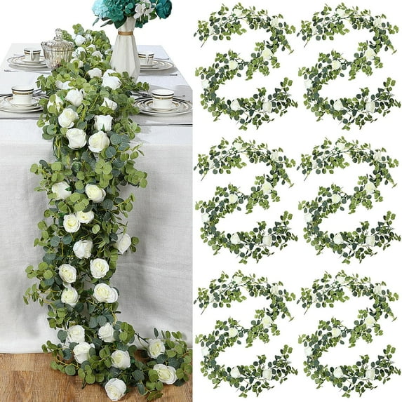 6 Pcs Wedding Garland Artificial Eucalyptus Garland Faux Flowers 5.91 ...