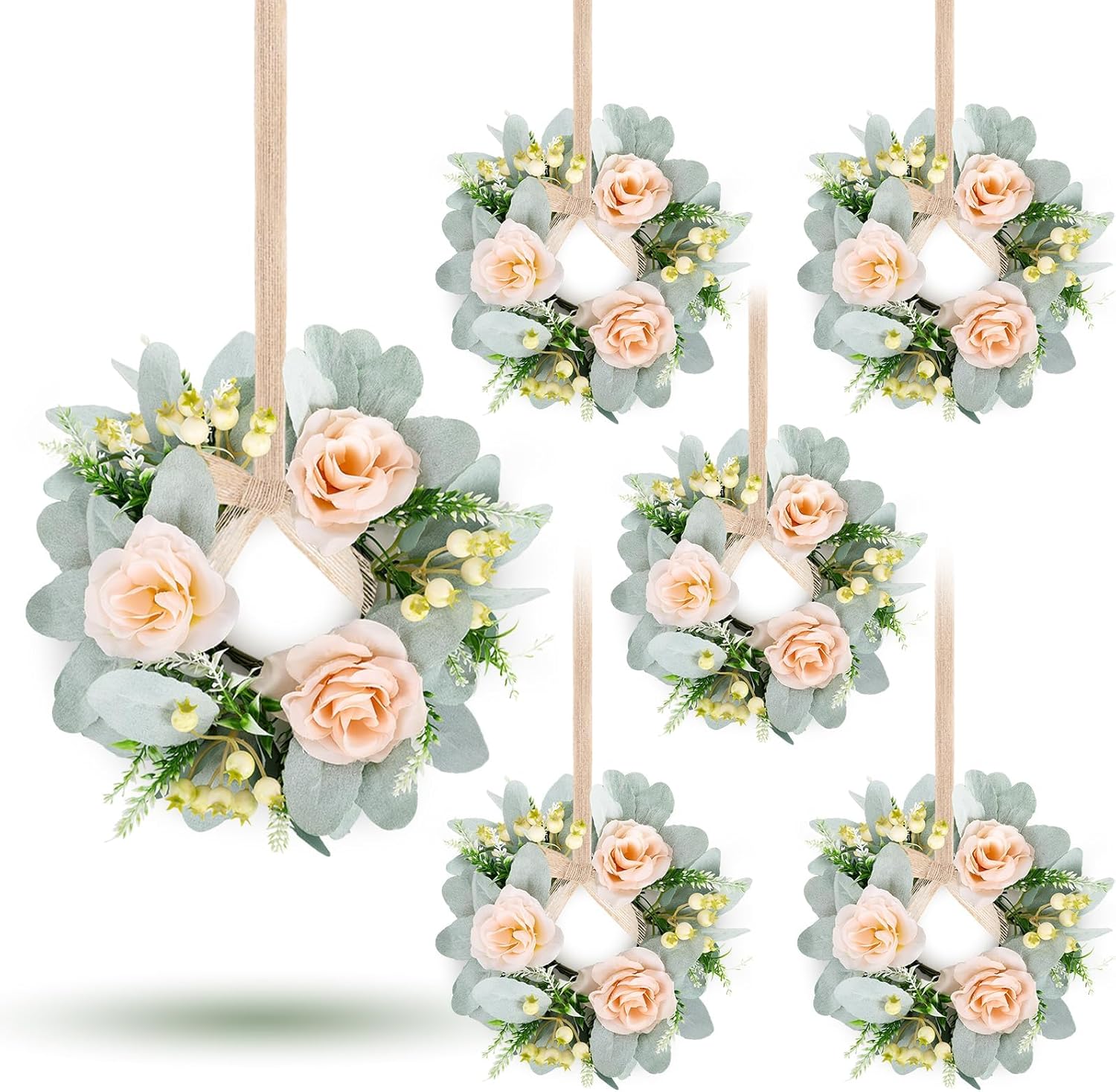 6 Pcs Wedding Wreath Lamb Leaf Swag Spring Summer Wreaths for Kitchen ...