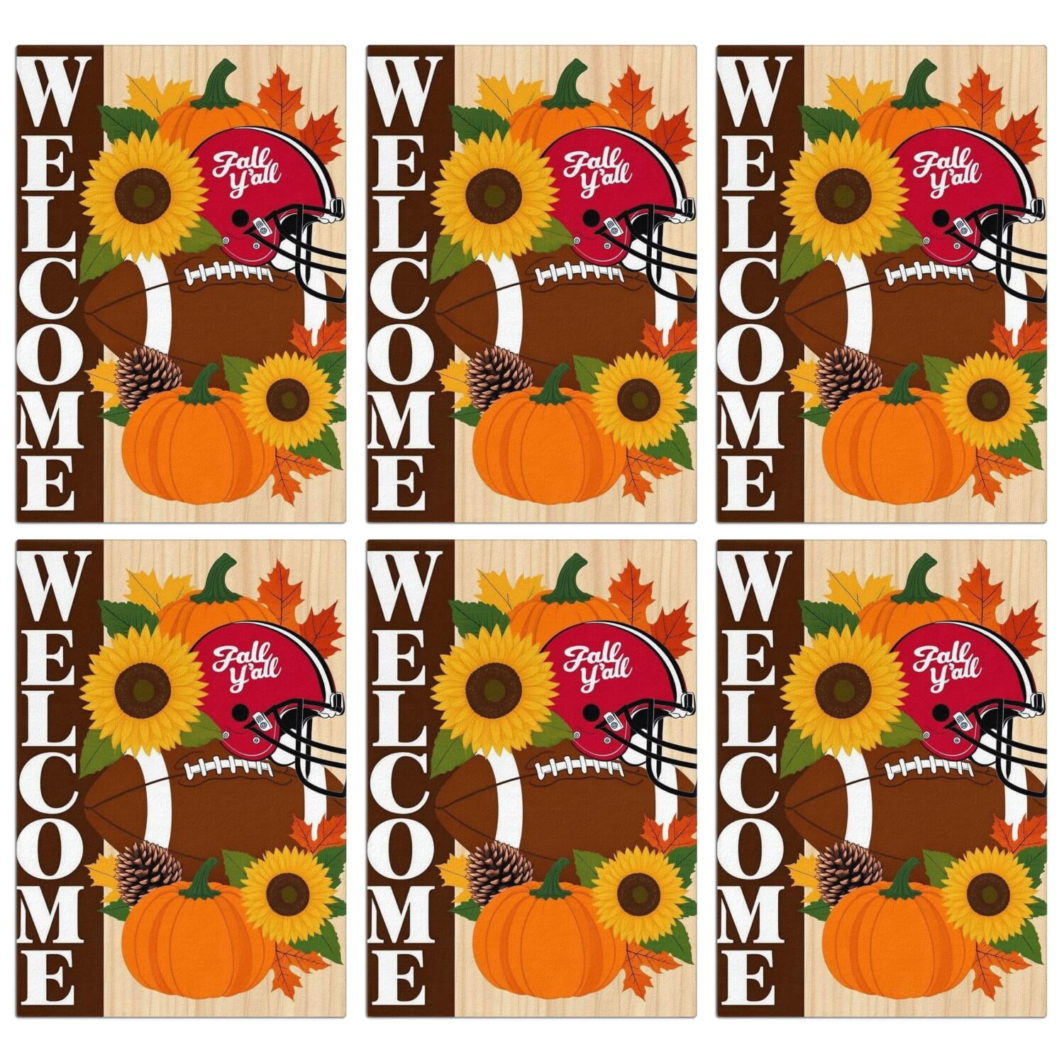 6 Pcs Welcome Fall Y'all Football Helmet Kitchen Towels,Microfiber Dish ...