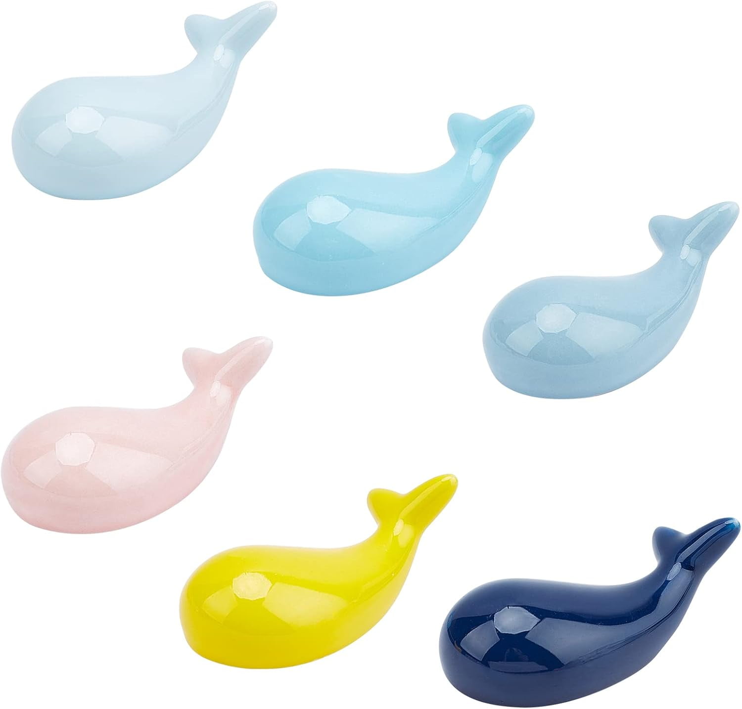 6 Pcs Whale Ceramic Chopsticks Rest 6 Colors Creative Animal Porcelain ...