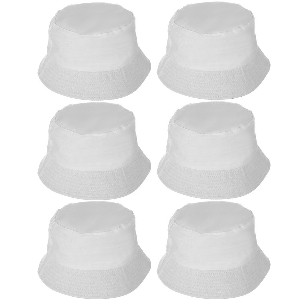 6 Pcs White Bucket Hats Bulk, Sublimation Hats Blank Beach Fishing Cap ...