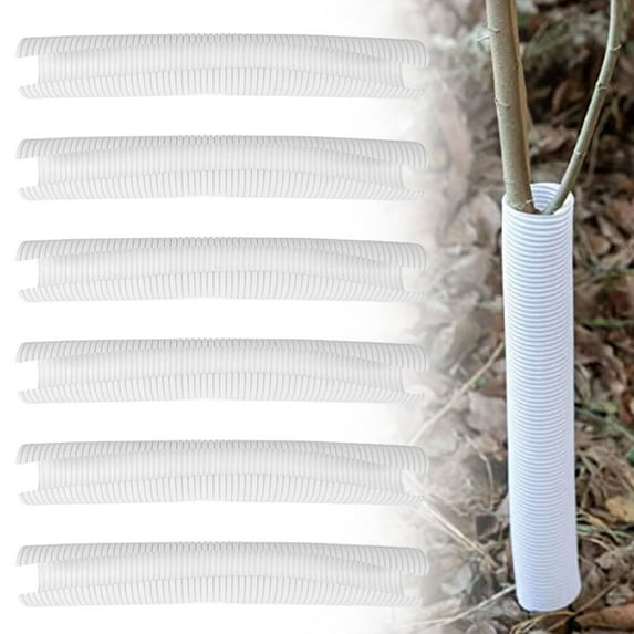 6 Pcs White Plastic Spiral Tree Trunk Protectors, Tree Bark Guard Tube ...