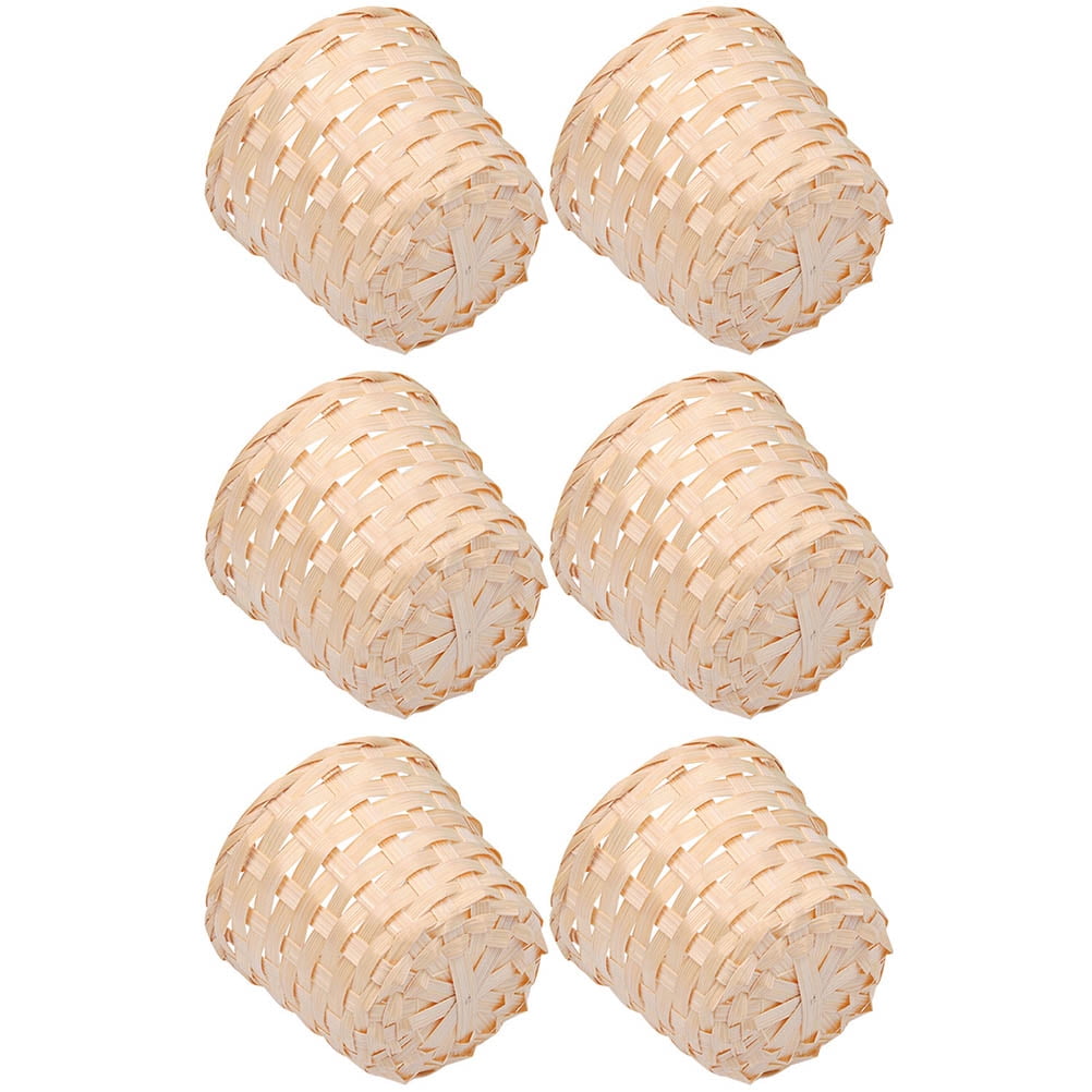 6 Pcs Wicker Gift Baskets Empty Colours Pencil Pots Bamboo Sundries ...