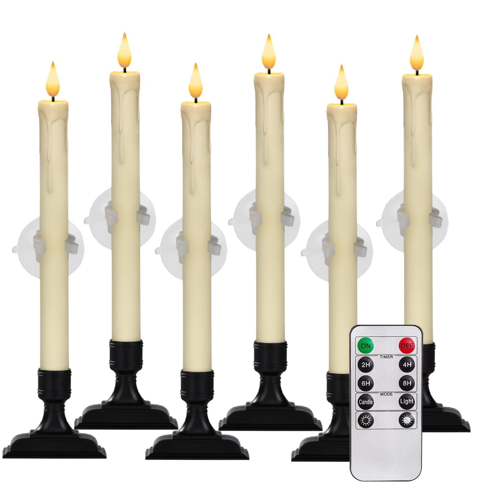 6 Pcs Window Candles with Remote Timer Dimmer, Christmas Candles for ...