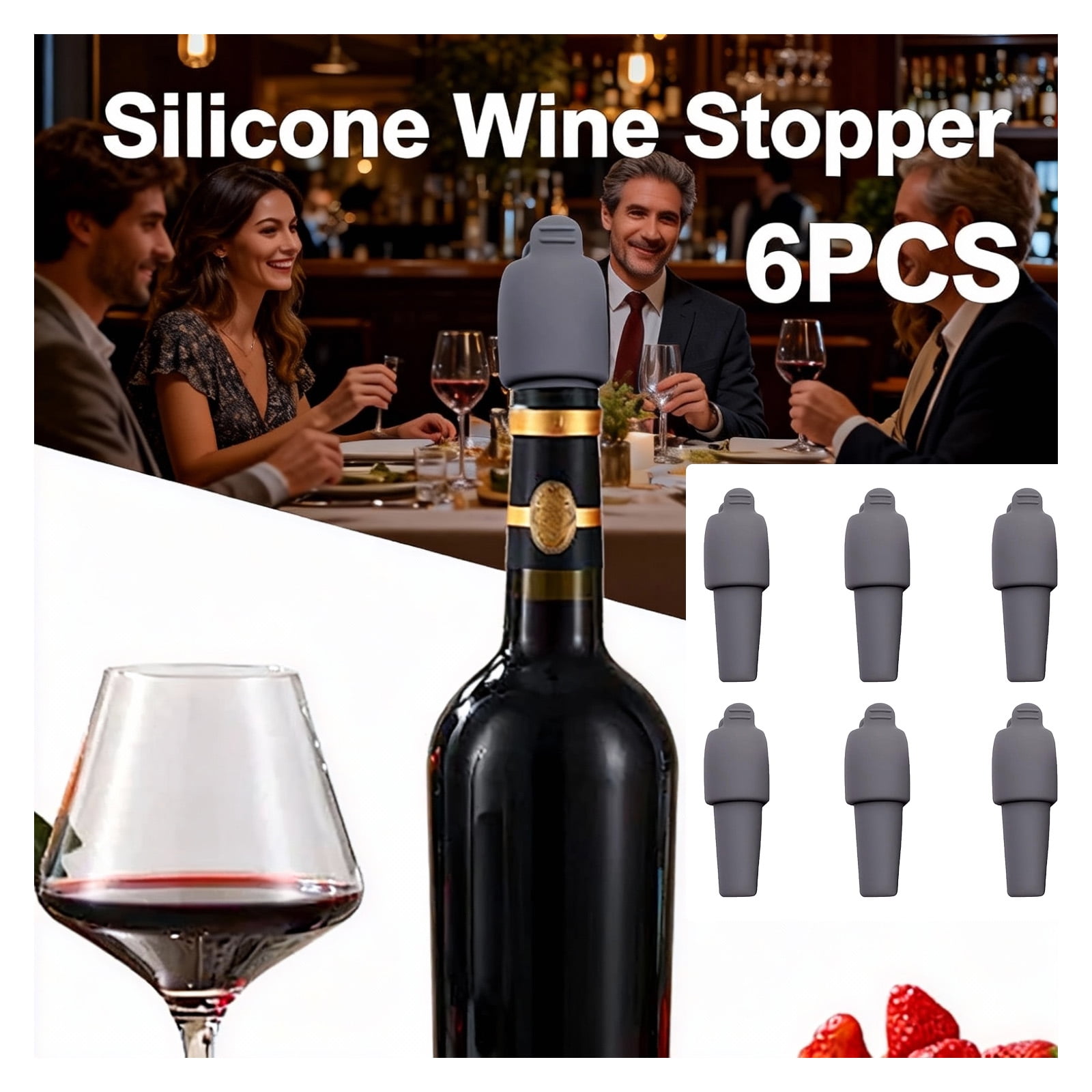 6 Pcs Wine Stoppers Silicone Beer Bottle Sealer Stoppers Glass Bottles ...