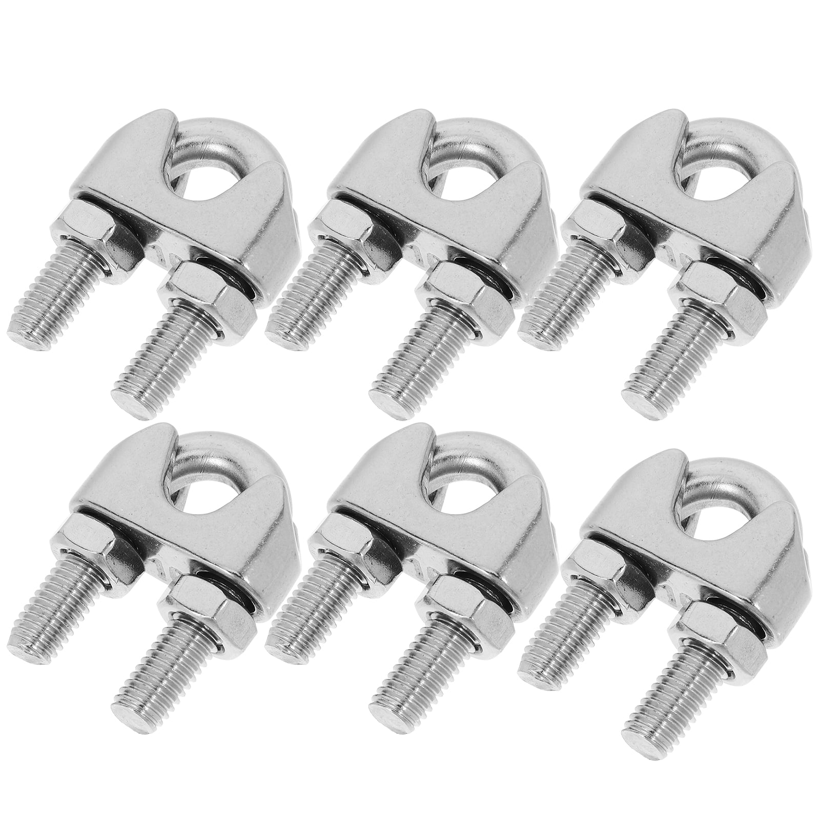 6 Pcs Wire Rope Cable Clamp Cord Clips The Tow Thread Holder Silver ...
