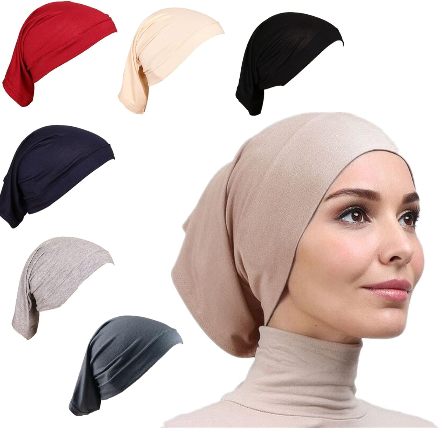 6 Pcs Women Under Scarf Hat Cap Bone Bonnet Hijab Neck Cover Muslim ...
