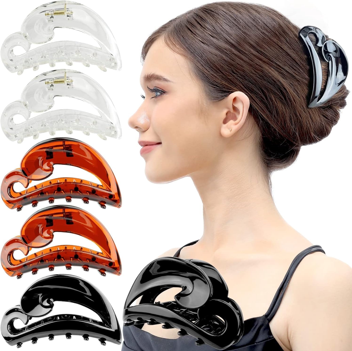 6 Pcs Womens Hair Clips Claws Jaw French Barrette Interlocking Teeth ...