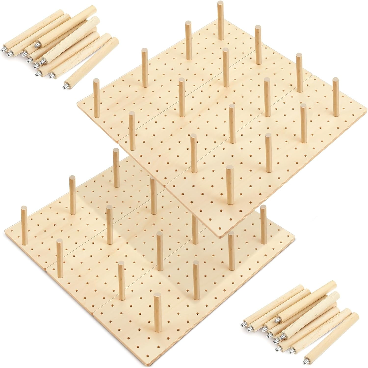 6 Pcs Wood Pegboard Drawer Organizer with 48 Pegs Wood Peg Board System ...