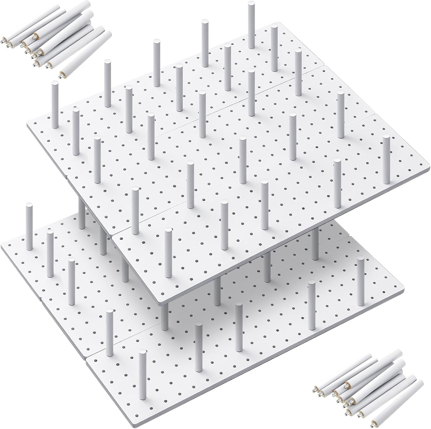 6 Pcs Wood Pegboard Drawer Organizer with 48 Pegs Wood Peg Board System ...