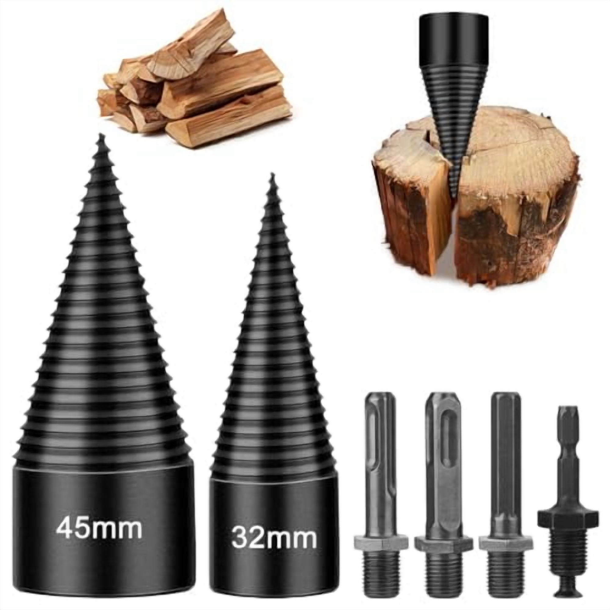 6 Pcs Wood Splitter Drill Bits, Firewood Drill Bit Wood Splitter,45mm ...