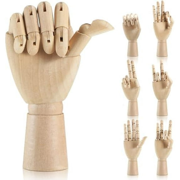 6 Pcs Wooden Hand Model 7 Inch Wood Artist Drawing Manikin Articulated ...