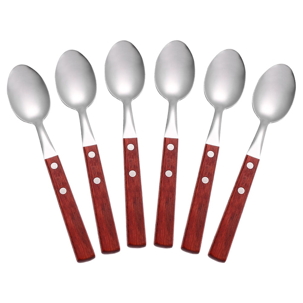 NIAIZEK Red Spoons Stainless Steel For Kitchenware Dessert 6Pcs 7.9*1.5 ...