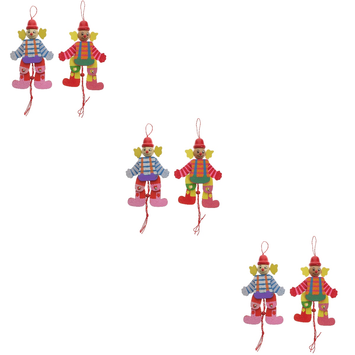 6 Pcs Wooden Playset Wood Puppet Funny Marionettes Funny Marionette ...