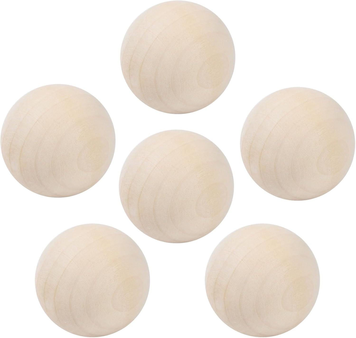 6 Pcs Wooden Round Ball 60mm/2.36 inch Crafts Round Wooden Ball Natural ...