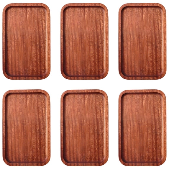 6 Pcs Wooden Serving Trays, 7.9 x 5.1 in Rectangular Serving Platters ...