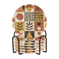 6 Pcs Woven Drink Coasters Set with Metal Stand, Abstract Collage 4 ...