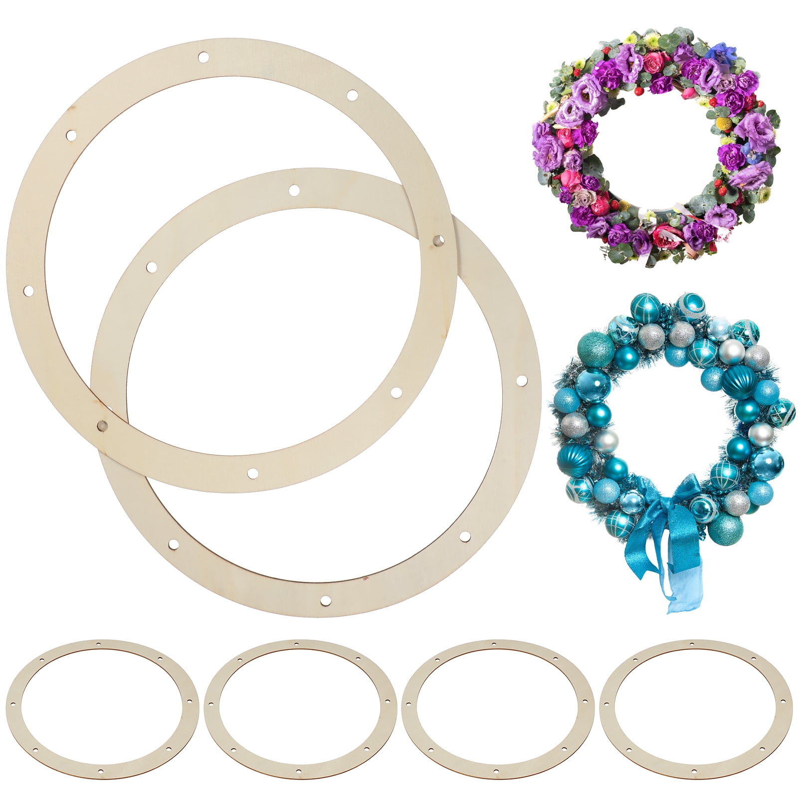 WHAMVOX 6 Pcs Wooden Wreath Frames Round Forms for Craft Wreath ...
